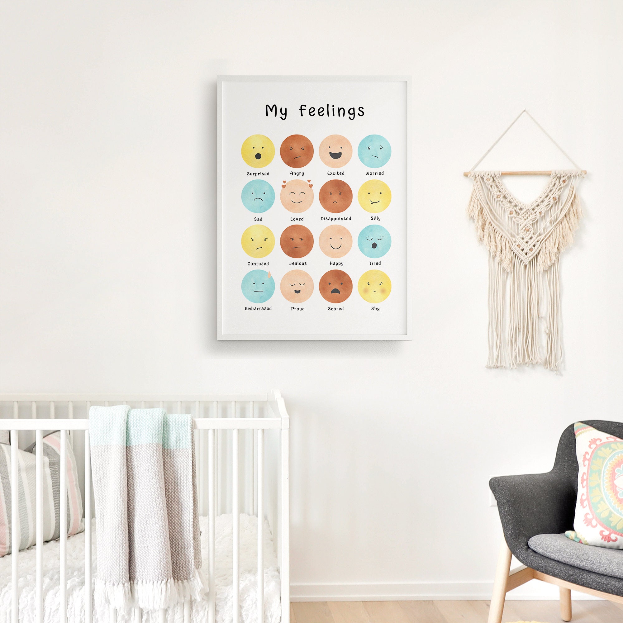 My Feelings Printable, Kids Educational Poster, Rainbow Emotions Chart ...