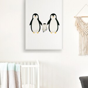 Penguin Family Nursery Printable, Kids Neutral Wall Art, Cute ...
