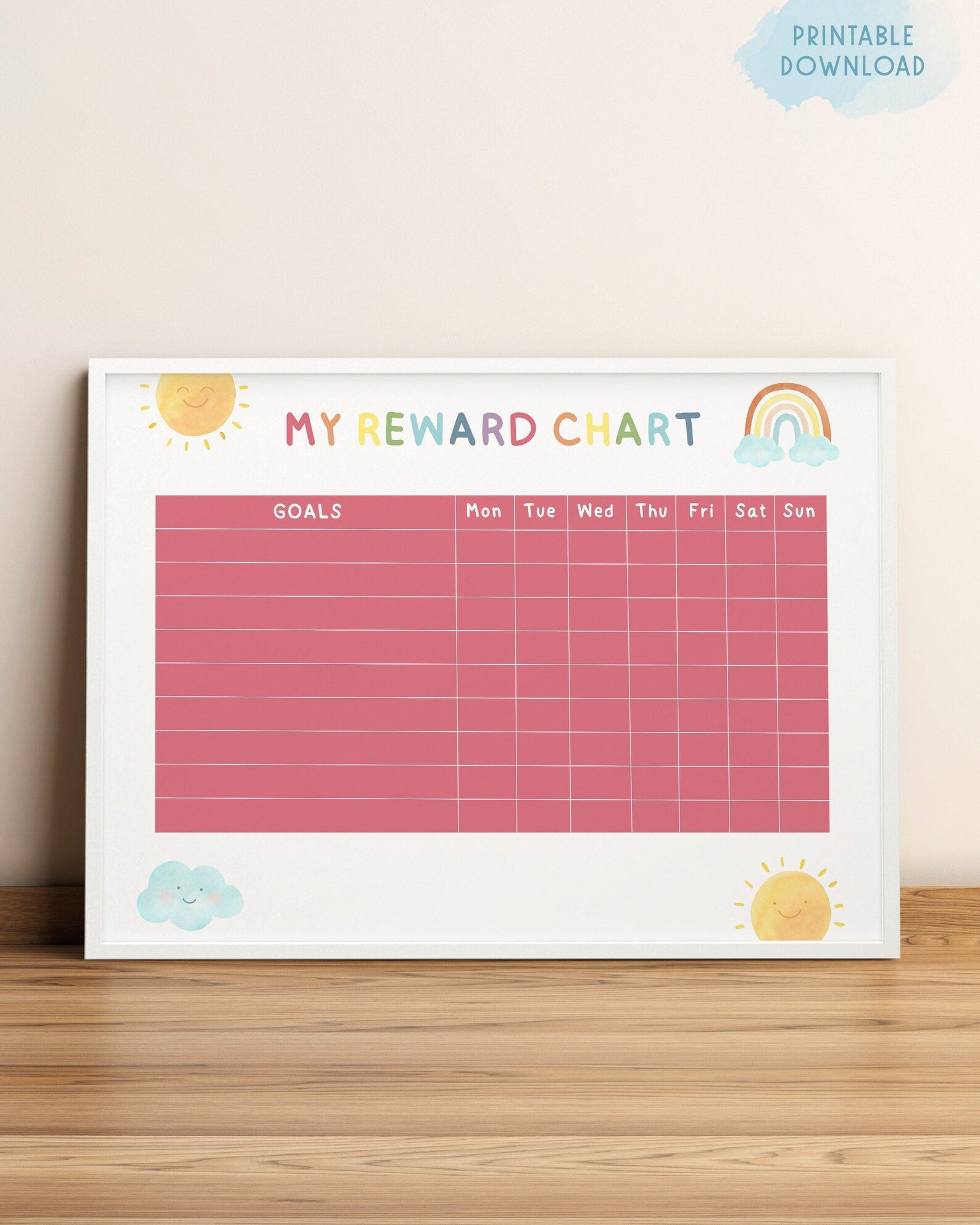 My Reward Chart Printable, Toddler Routine Colorful Chart, Rainbow ...