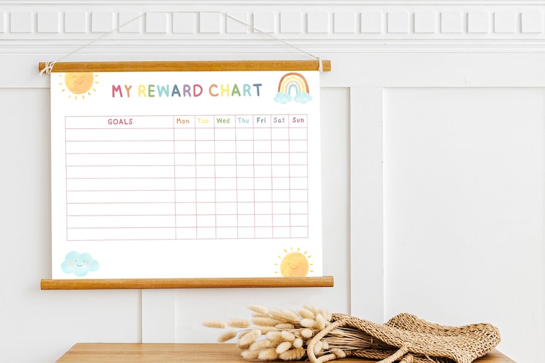 Printable Reward Chart, Toddler Routine Sticker Chart, Rainbow Reward ...