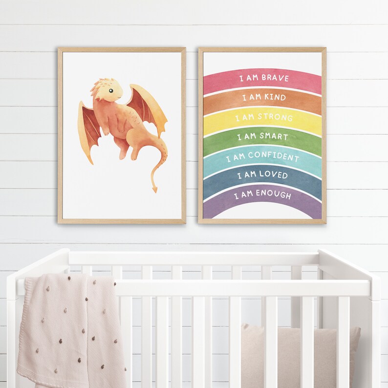 Positive Affirmations Print for Kids Cute Baby Dragon Fantasy - Etsy
