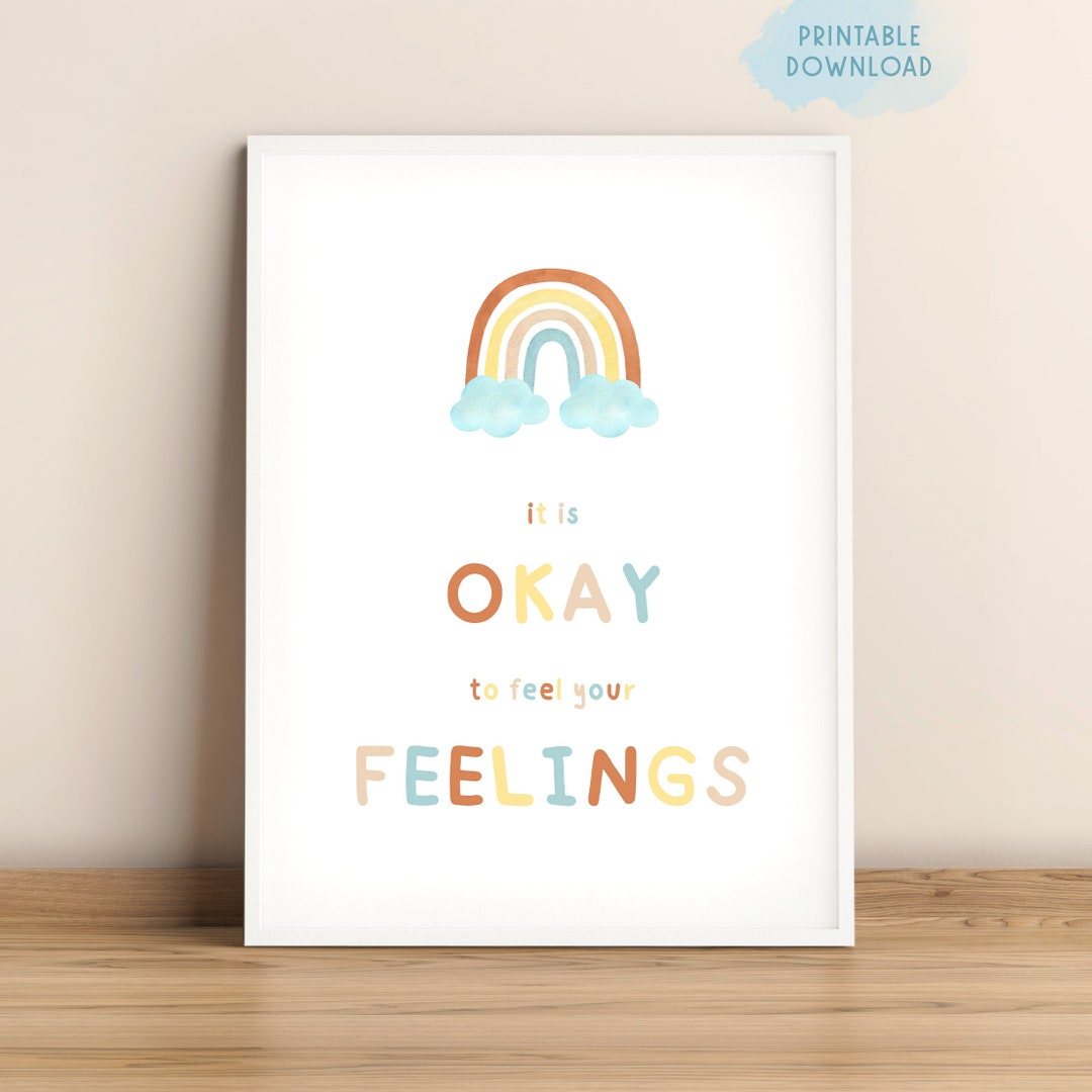 It is Okay to Feel Your Feelings Motivational Poster, Kids Feelings ...