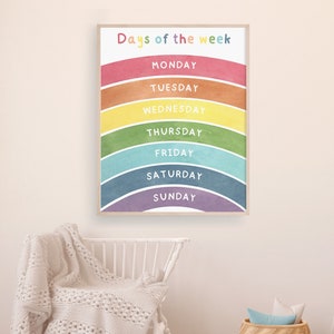 Rainbow Days of the Week Poster, Printable Educational Wall Art ...