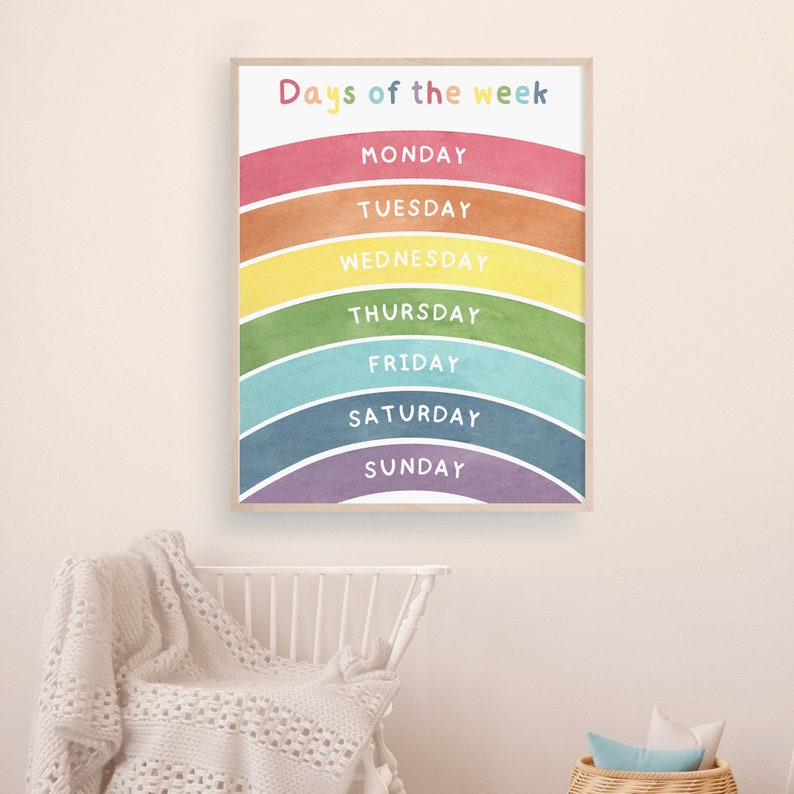 Rainbow Days of the Week Poster, Printable Educational Wall Art ...