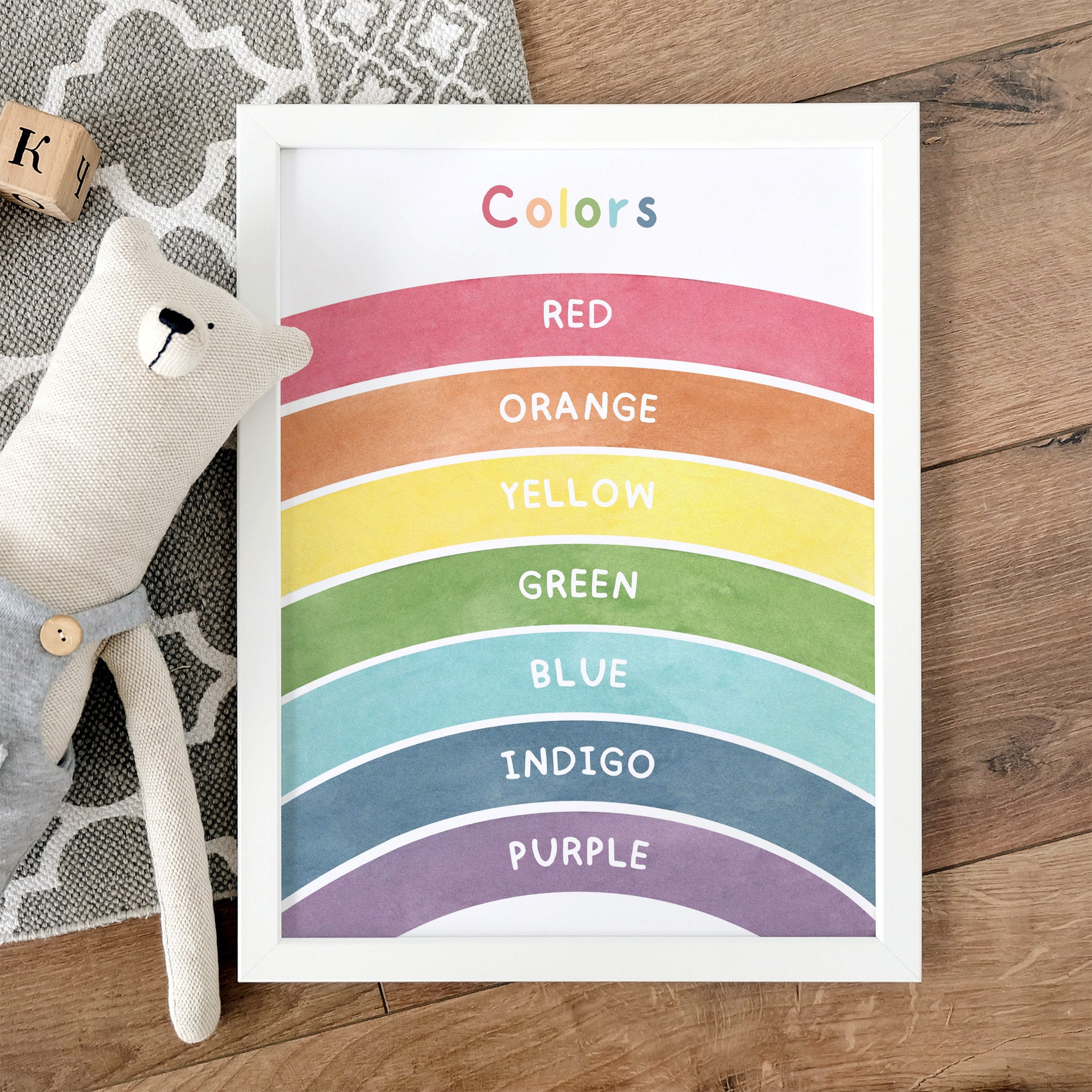 Colors Learning Poster, Kids Educational Wall Art, Teacher Classroom ...