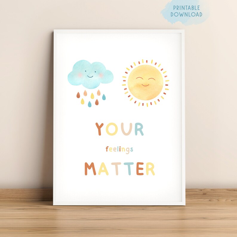 Your Feelings Matter Motivational Poster, Kids Feelings Homeschool ...