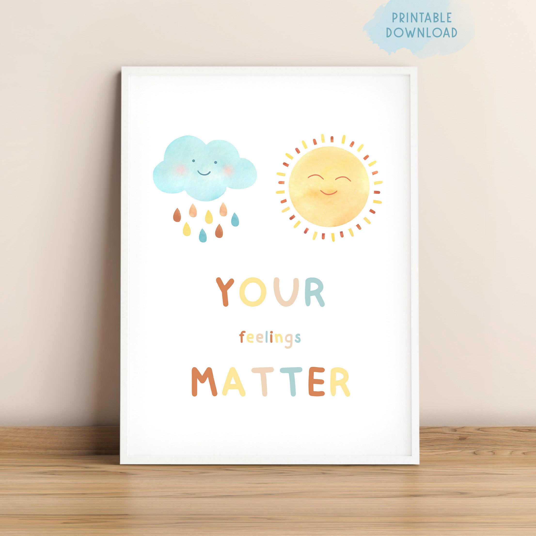 Your Feelings Matter Motivational Poster, Kids Feelings Homeschool ...