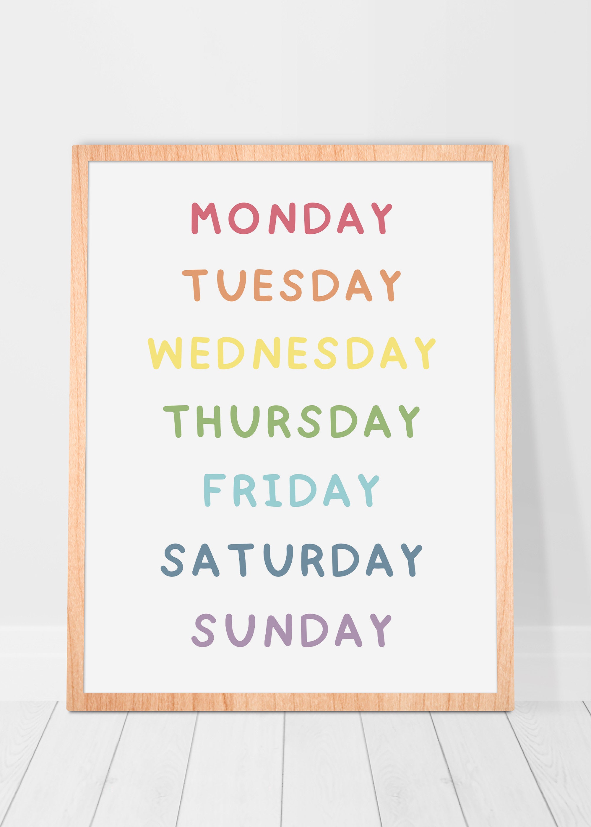 Rainbow Days of the Week Poster, Printable Educational Wall Art ...