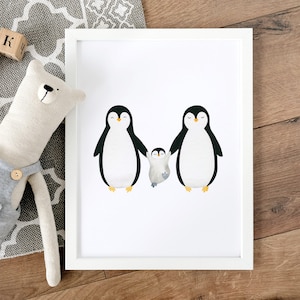 Penguin Family Nursery Printable, Kids Neutral Wall Art, Cute ...