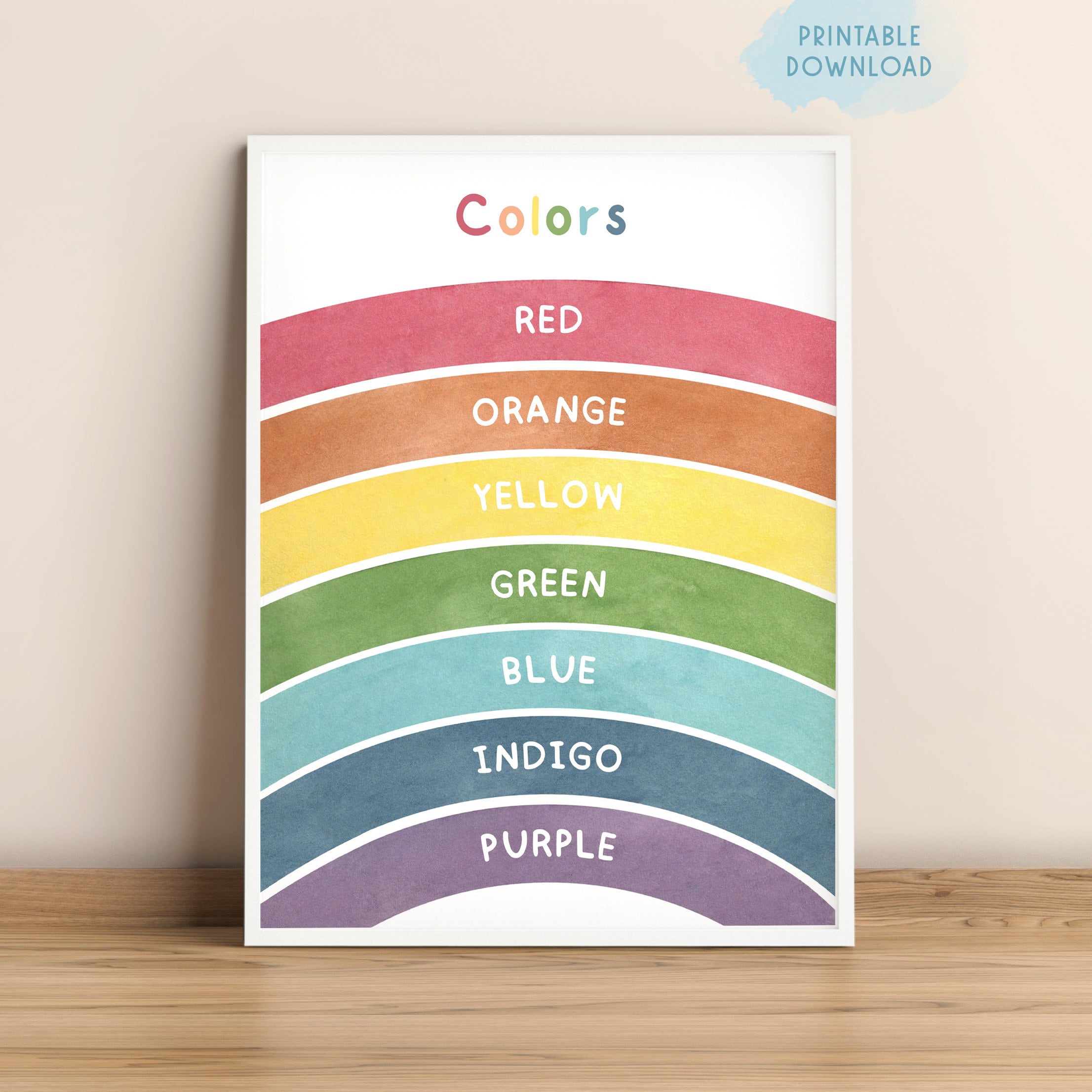 Colors Learning Poster, Kids Educational Wall Art, Teacher Classroom ...