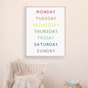 Rainbow Days of the Week Poster, Printable Educational Wall Art ...