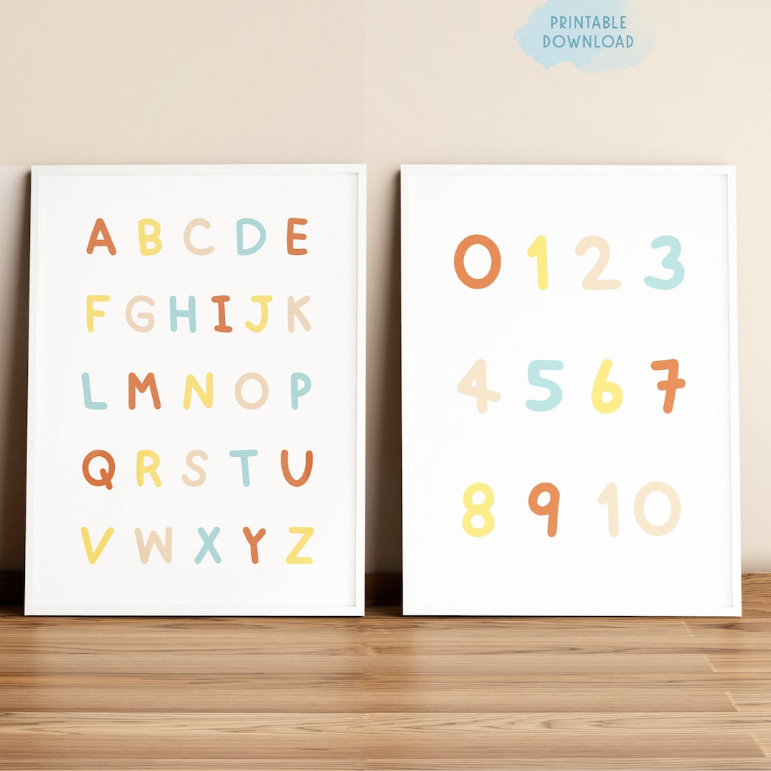 Alphabet and Numbers Printable Set of 2, Classroom Decor, Kids Learning ...