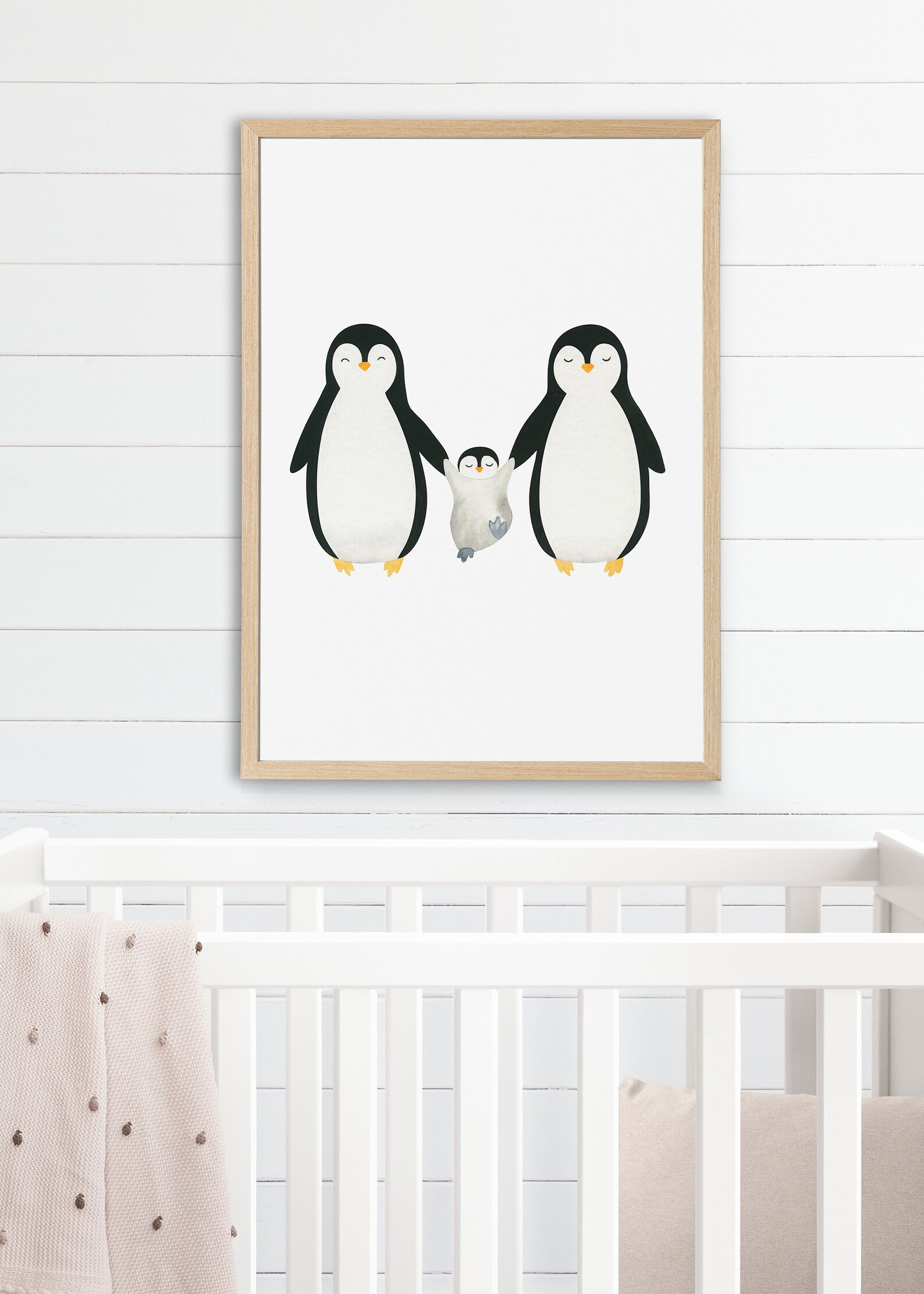 Penguin Family Nursery Printable, Kids Neutral Wall Art, Cute ...