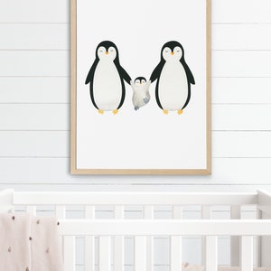 Penguin Family Nursery Printable, Kids Neutral Wall Art, Cute ...