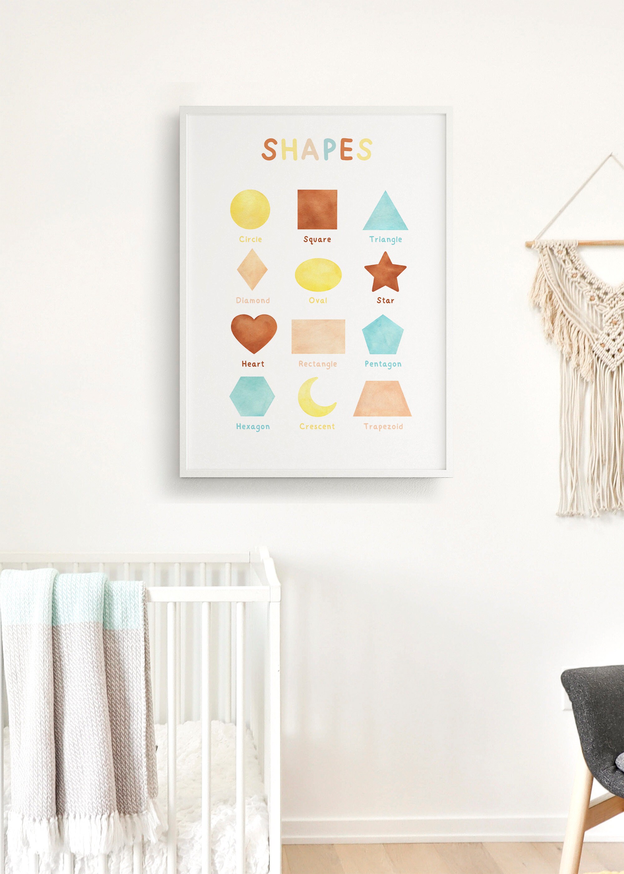 Geometric Shapes Print, Montessori Nursery Wall Art, Homeschool ...
