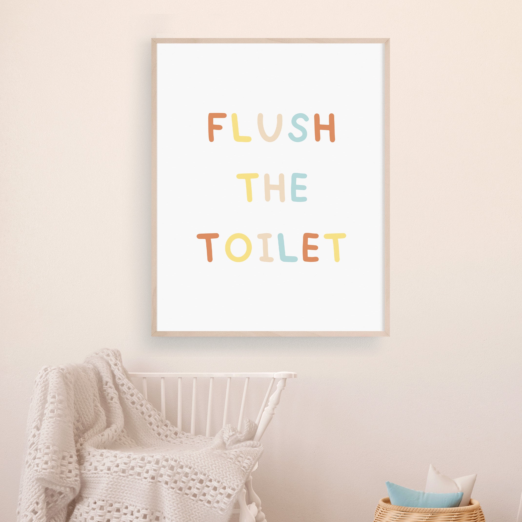 Flush the Toilet Poster, Kids Bathroom Decor, Bathroom Rules Printable ...