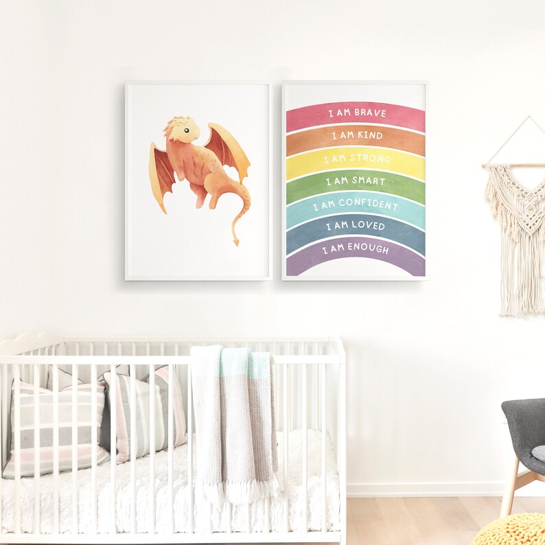 Positive Affirmations Print for Kids Cute Baby Dragon Fantasy - Etsy