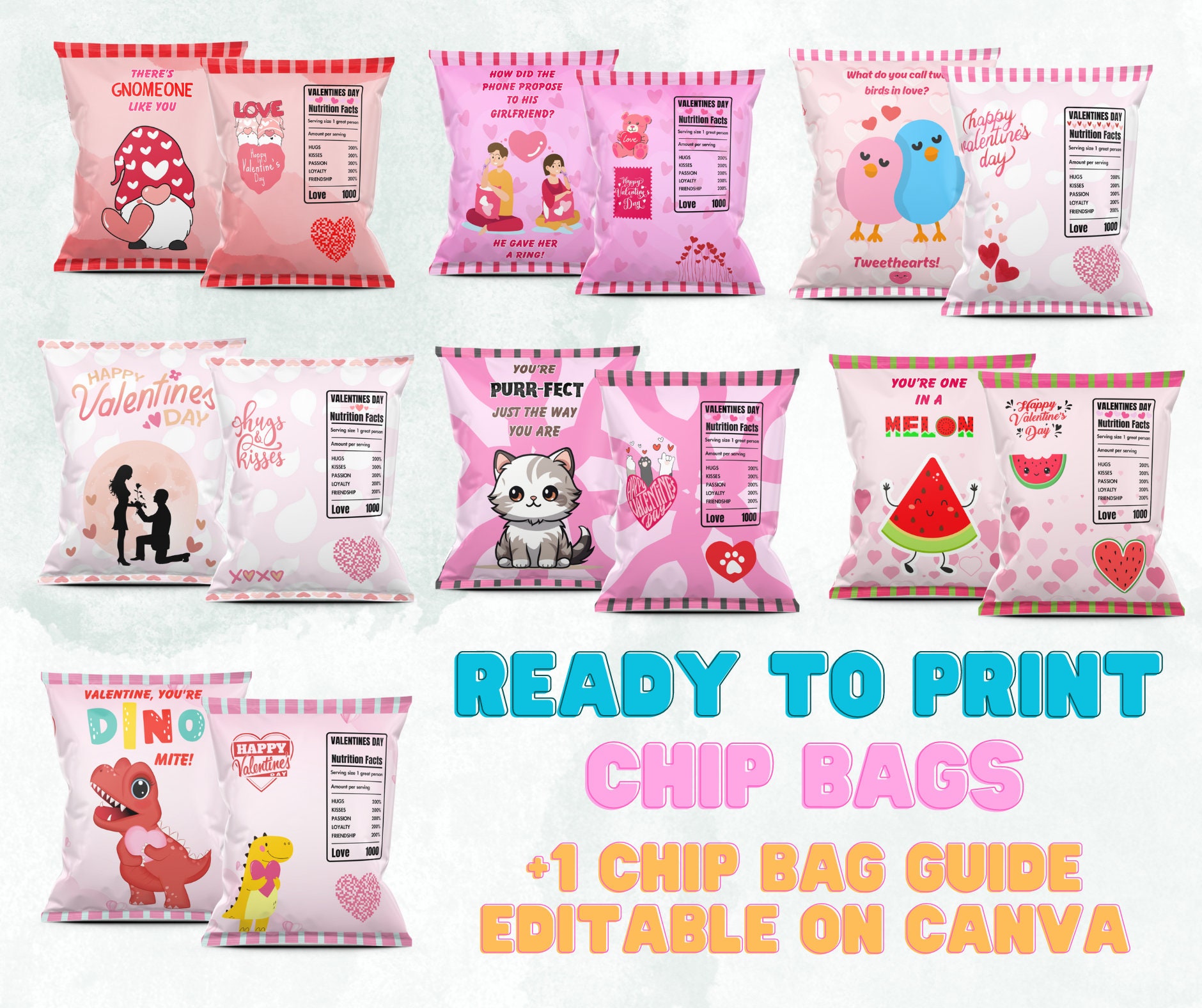 Chip Bag Valentines Day Printable, Valentine Snack Size Chip Bag Labels ...