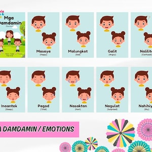 Mga Damdamin / Emotions Flash Card, Filipino Flash Cards, Filipino ...