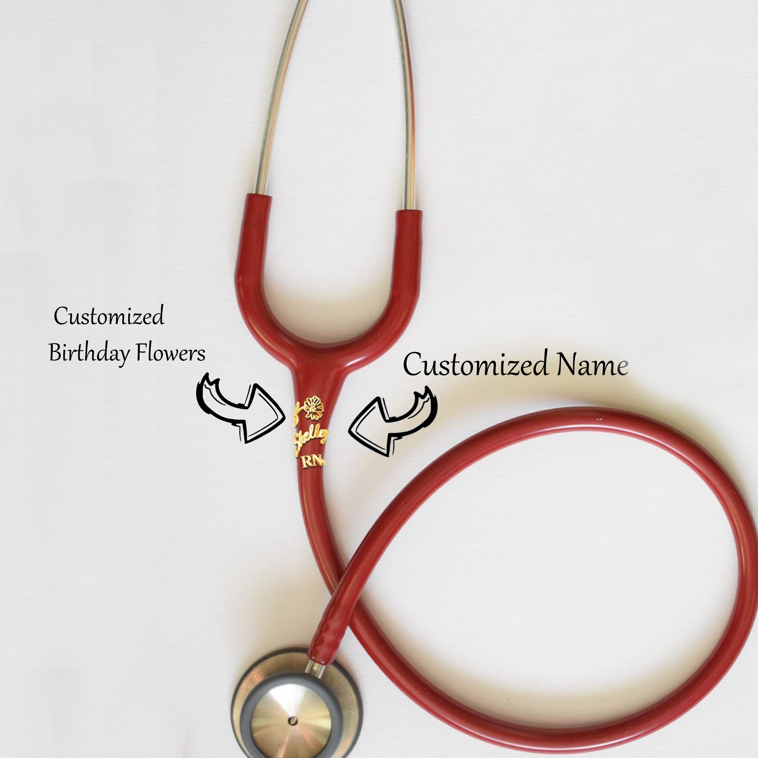 Personalized Stethoscope Birthday Flower Brand, Stethoscope Pendant ...