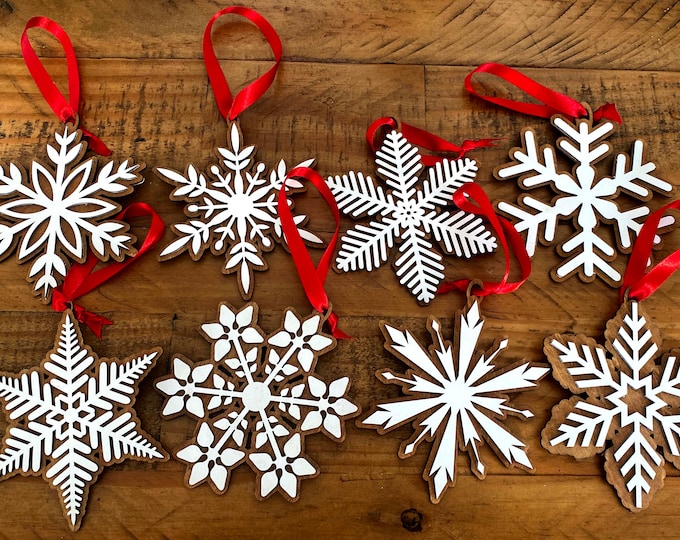 12 Wooden Christmas Tree Decorations Wooden Hanging Ornaments Wooden ...