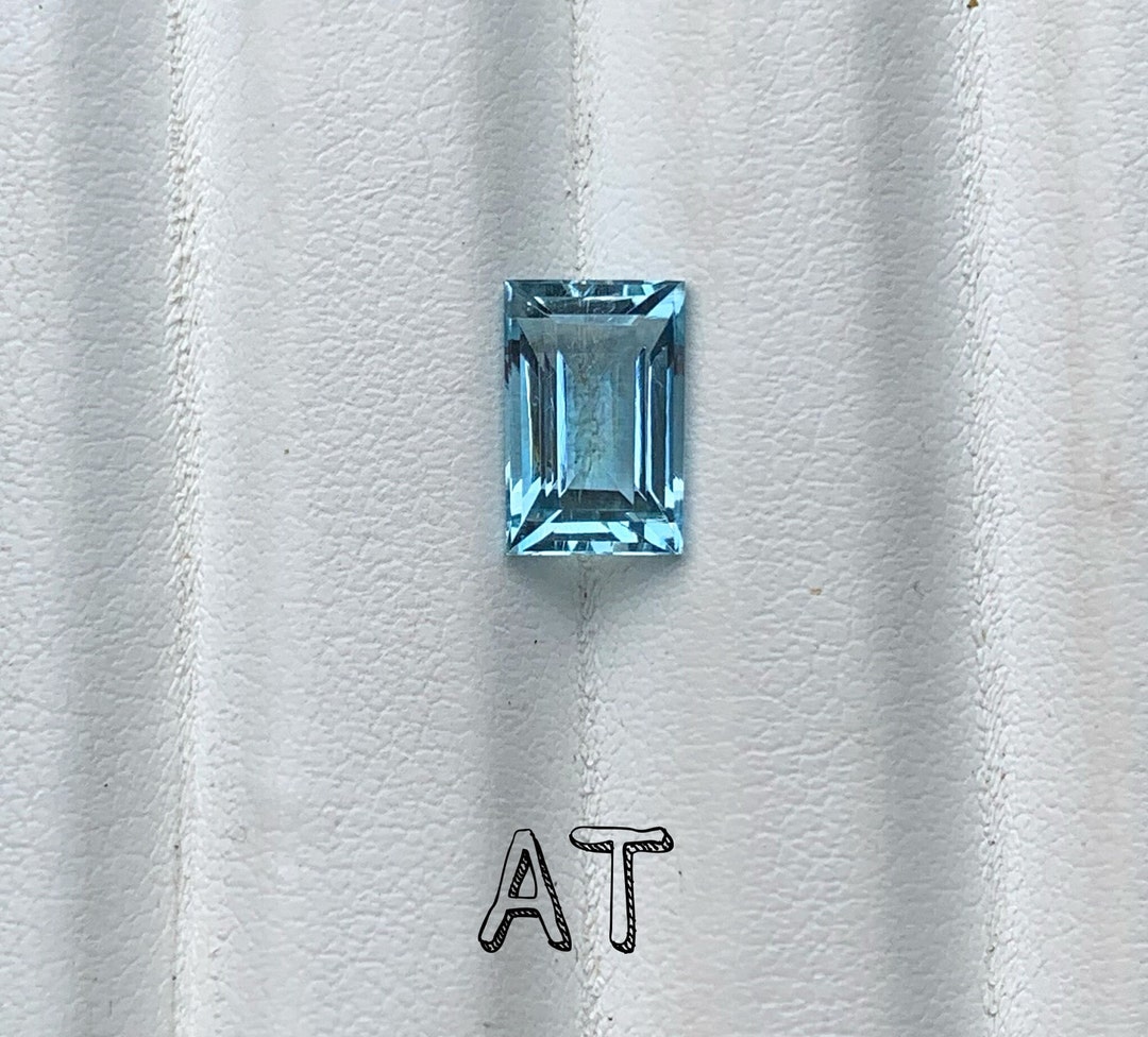 Natural Blue Aquamarine Baguette Shape Faceted Gemstone, 1.25 Ct 6x9mm ...