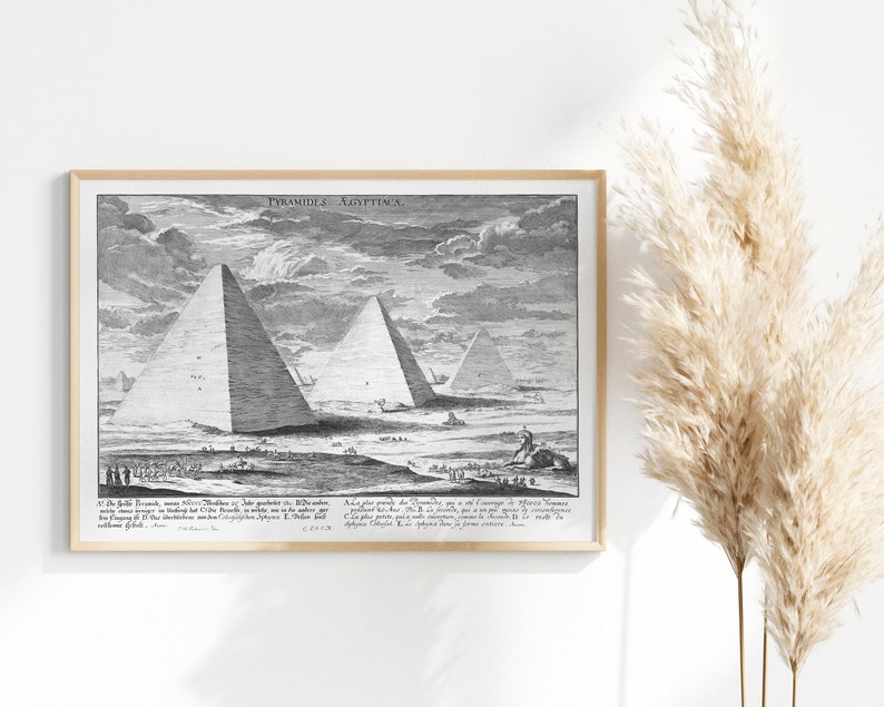 Gravure Les Pyramides d'Egypte, Impression des Sept Merveilles du Monde ...