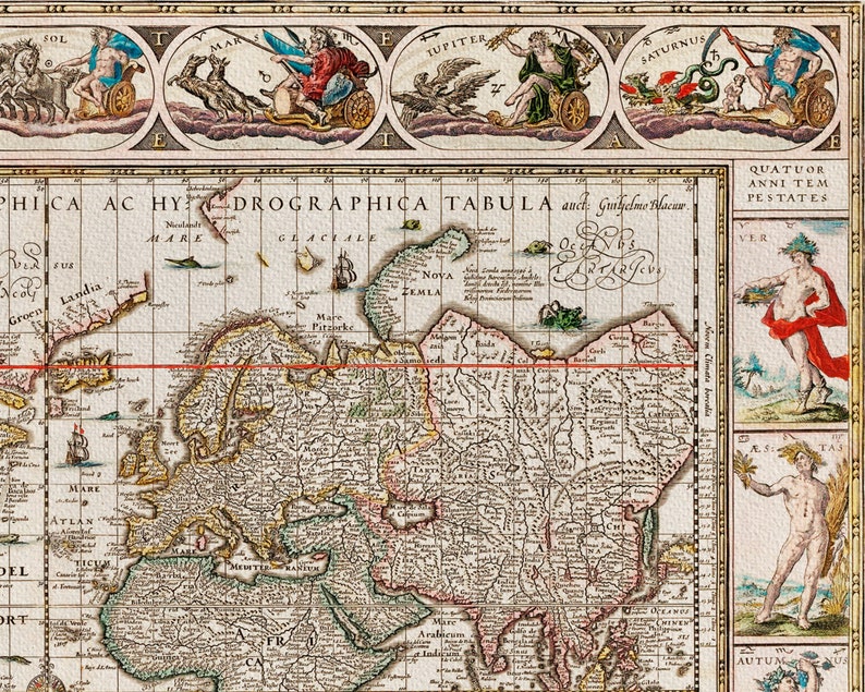 1606 World Map, Old Map Print, Vintage World Map Reproduction, Seven ...