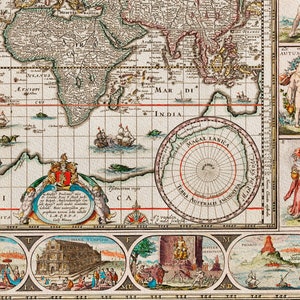 1606 World Map, Old Map Print, Vintage World Map Reproduction, Seven ...