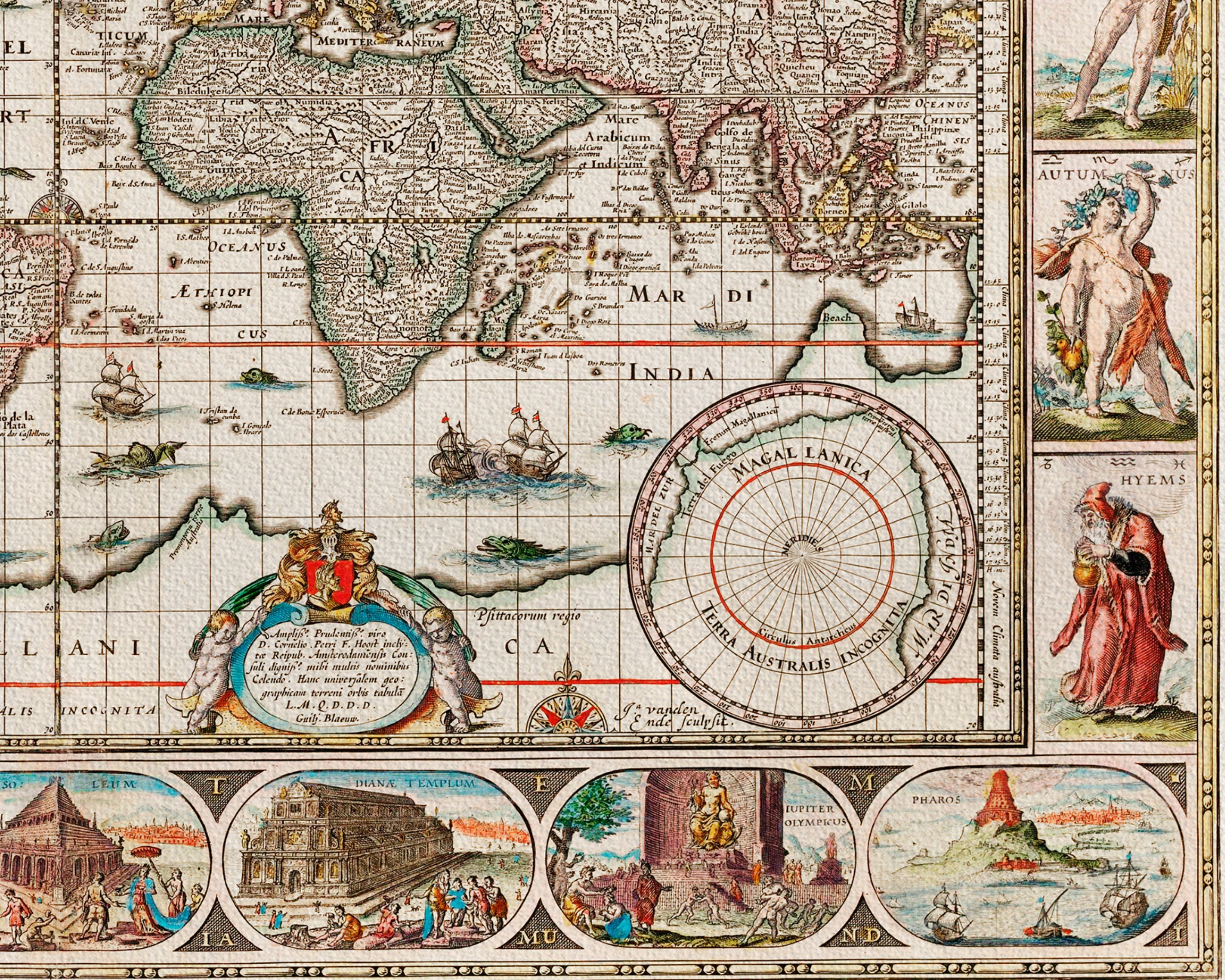 1606 World Map, Old Map Print, Vintage World Map Reproduction, Seven ...