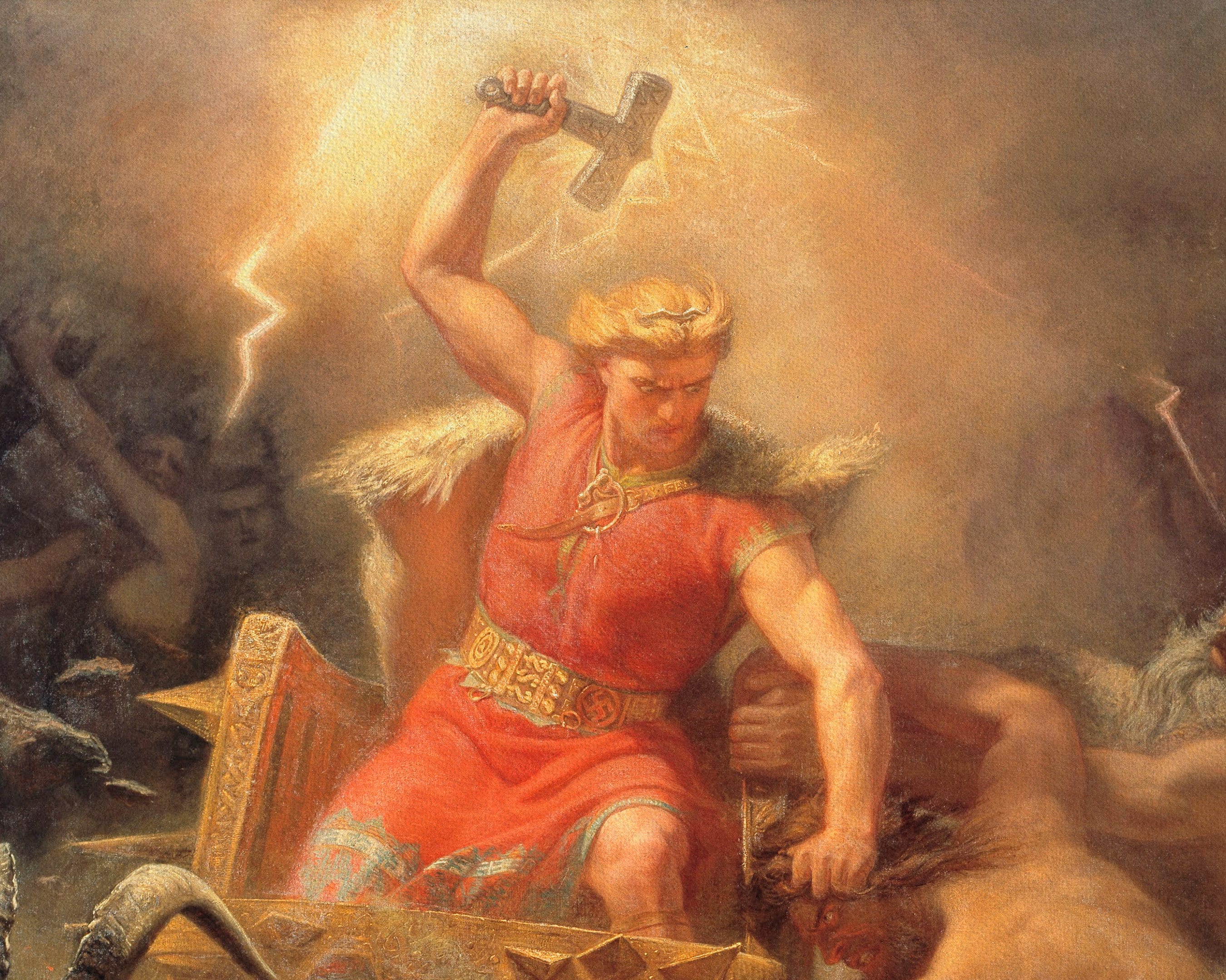 Thor's Fight With the Giants Print Thor Painting by - Etsy