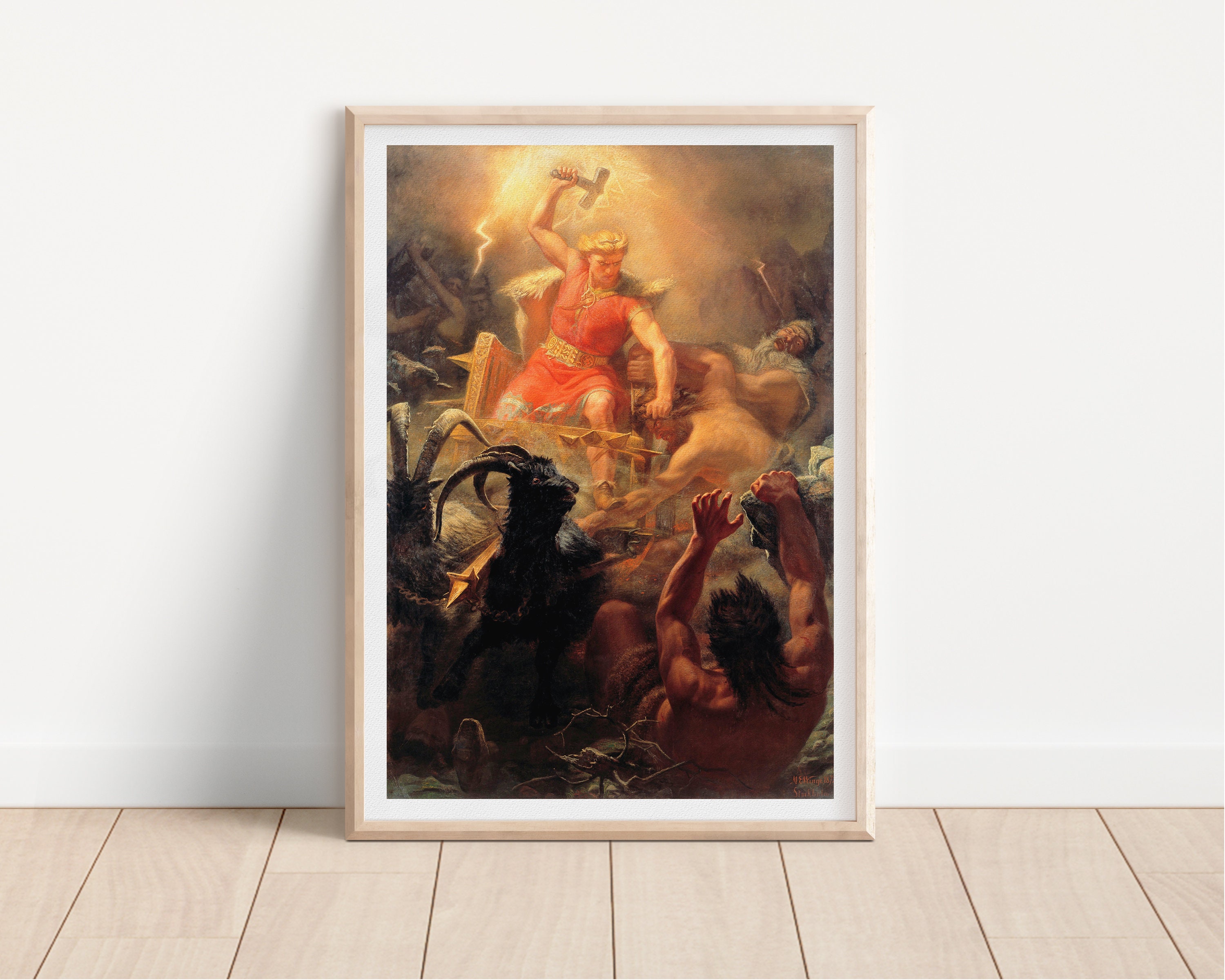 Thor's Fight With the Giants Print, Thor Painting by Marten Eskil Winge ...
