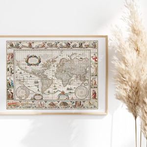 1606 World Map, Old Map Print, Vintage World Map Reproduction, Seven ...