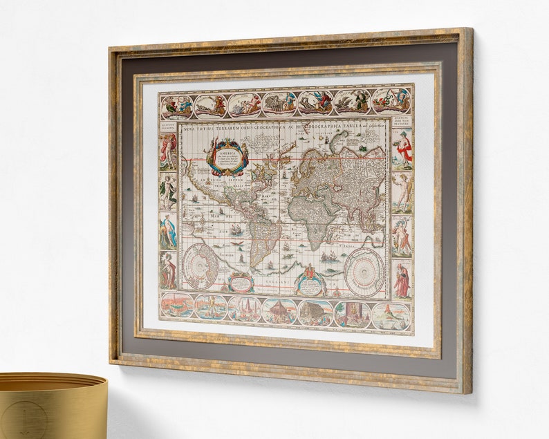 1606 World Map, Old Map Print, Vintage World Map Reproduction, Seven ...