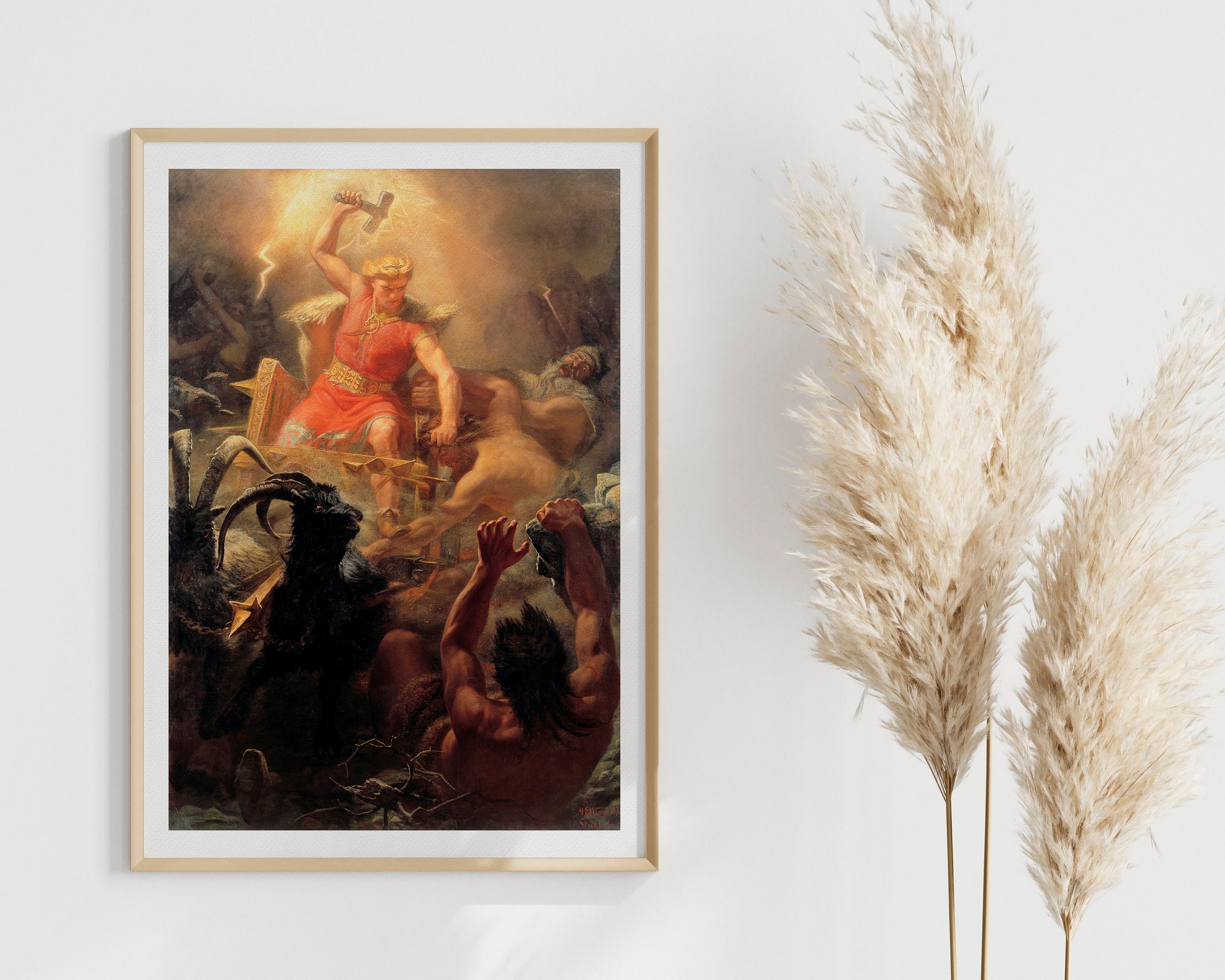Thor's Fight With the Giants Print, Thor Painting by Marten Eskil Winge ...