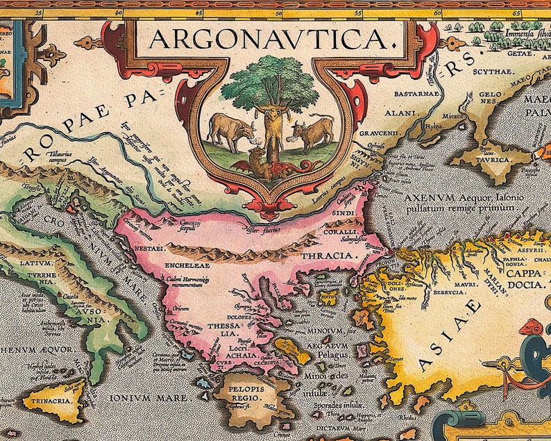 Map of the Journey of Jason and the Argonauts, Reproduction of Ancient ...