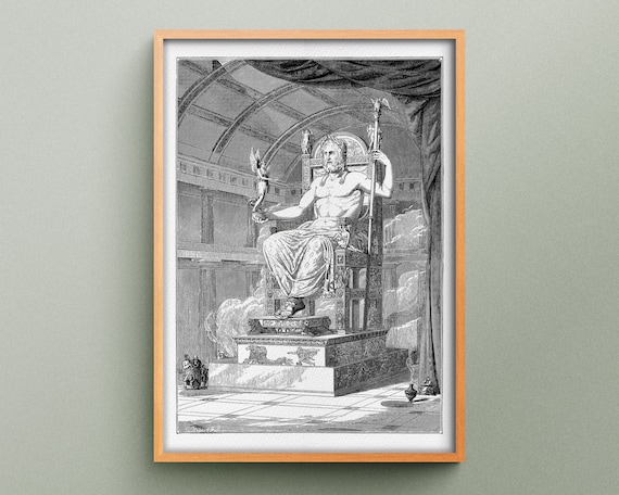 Statue of Zeus at Olympia Engraving Seven Wonders of the - Etsy