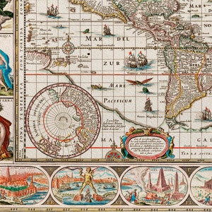 1606 World Map, Old Map Print, Vintage World Map Reproduction, Seven ...