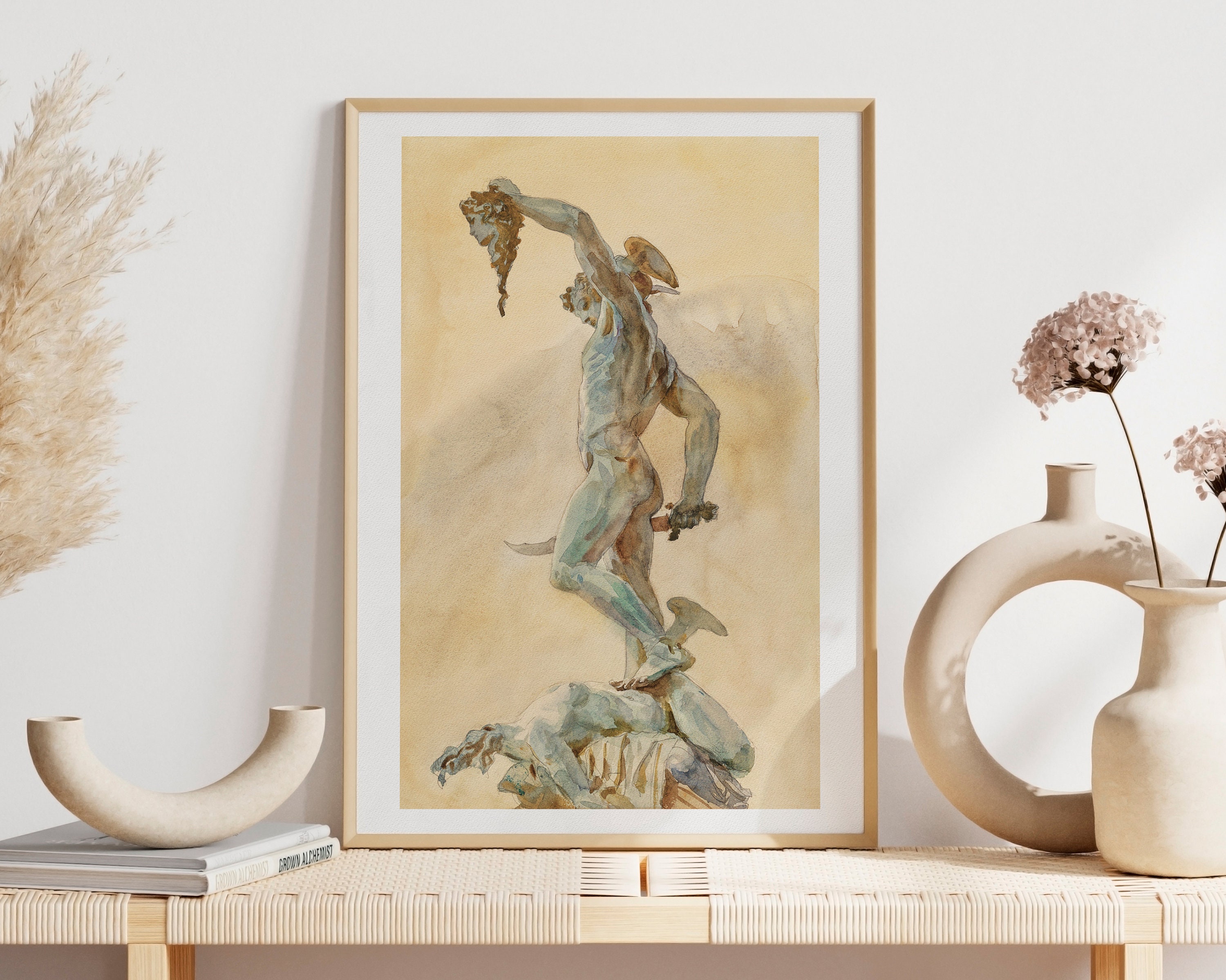 Cellini's Perseus Print, Sketch by John Singer Sargent, Sketch of ...