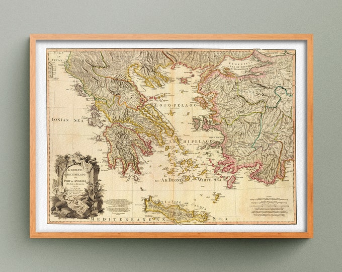 ANCIENT GREECE Antique Map From 1905 - Etsy
