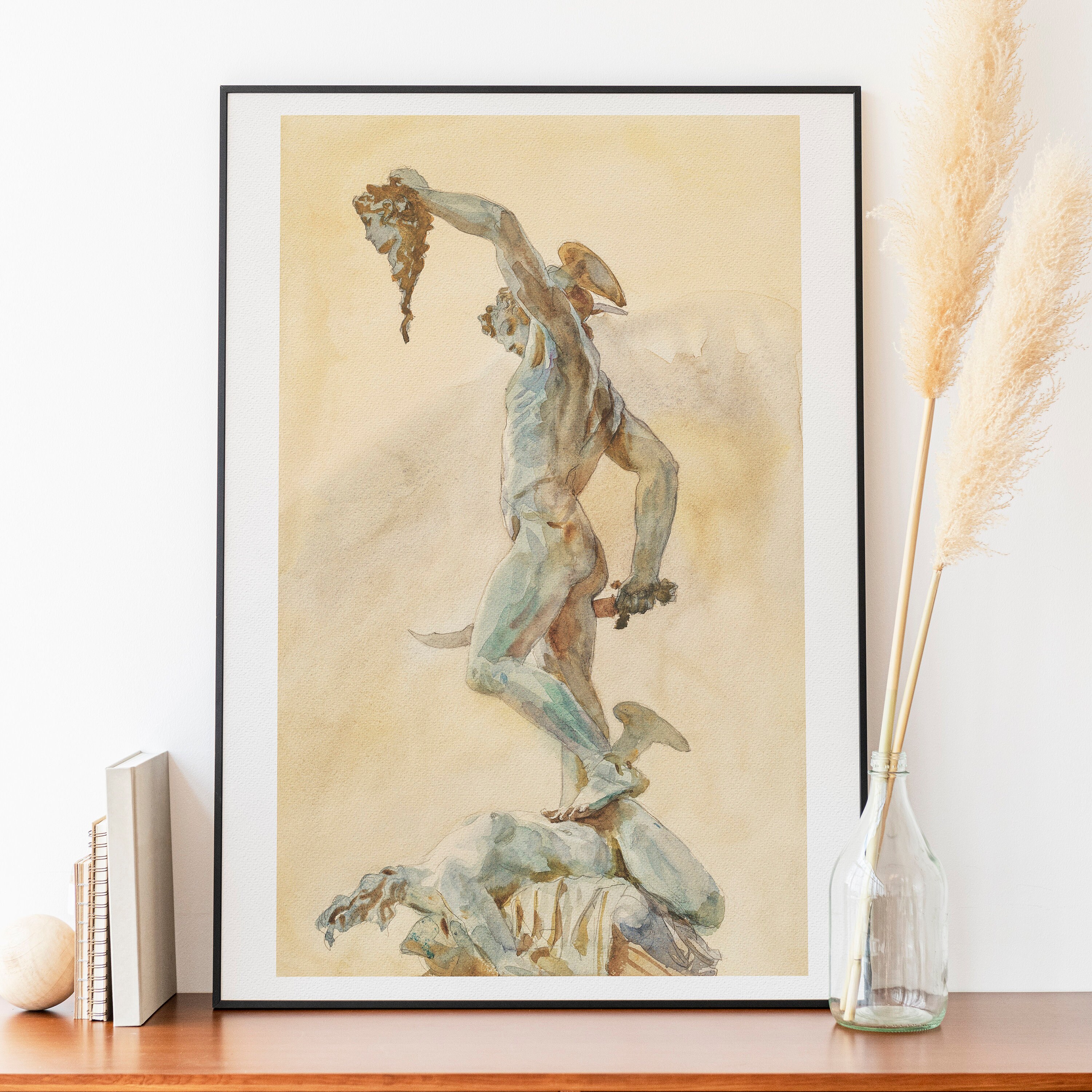 Cellini's Perseus Print, Sketch by John Singer Sargent, Sketch of ...