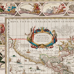 1606 World Map, Old Map Print, Vintage World Map Reproduction, Seven ...