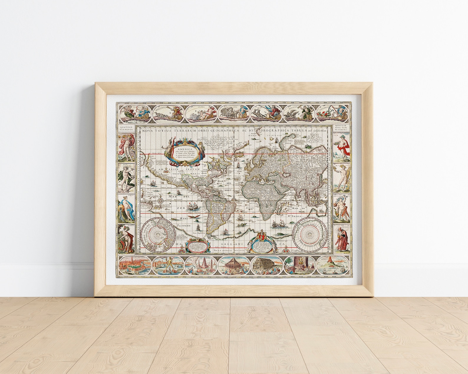 1606 World Map, Old Map Print, Vintage World Map Reproduction, Seven ...