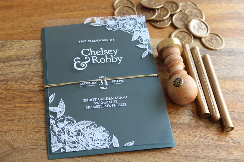 Acrylic Wedding Invitations With White Ink Half Fold - Etsy