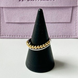 Two-tone Band Ring. Silver and Gold Layered Ring. Thin Band Ring ...