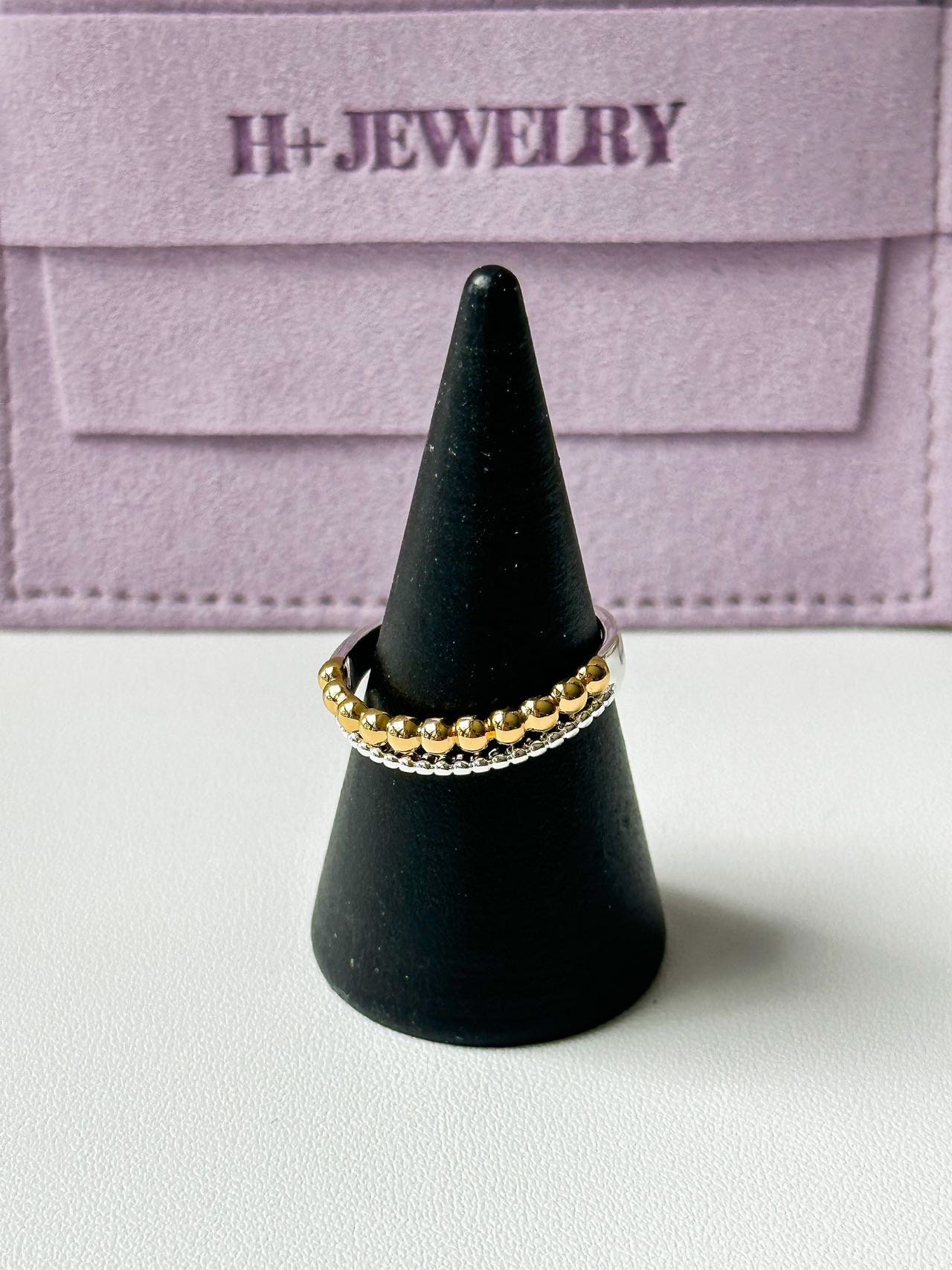 Two-tone Band Ring. Silver and Gold Layered Ring. Thin Band Ring ...