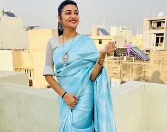 Light Blue Saree - Etsy