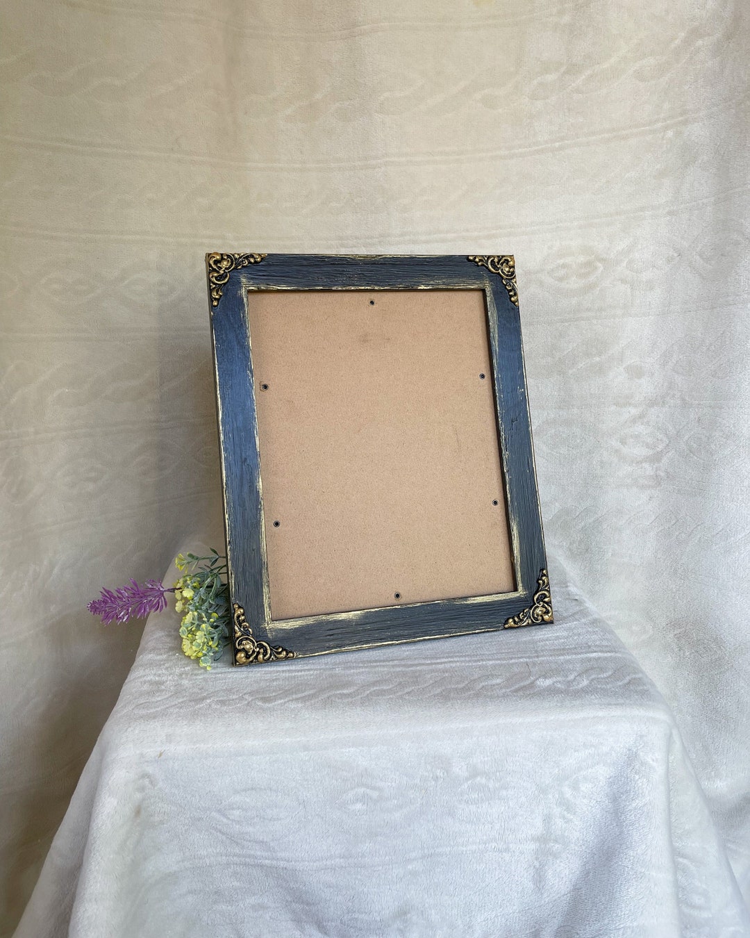 Solid Wood Photo Frame, Black With Gold Accents - Shabby Chic French ...