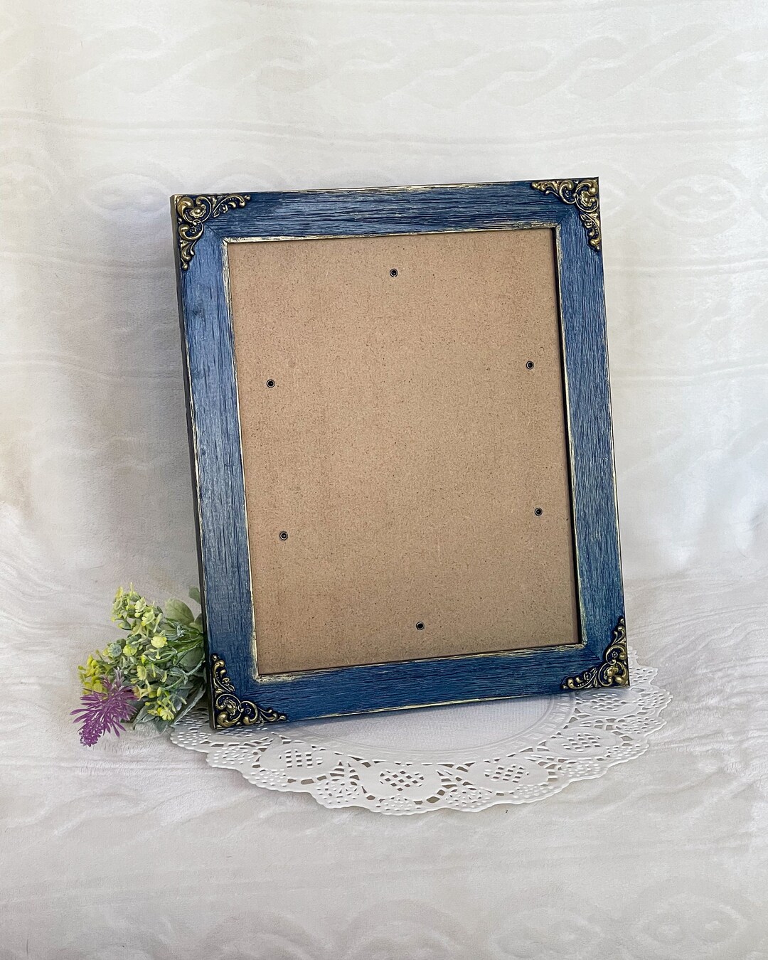 Navy Blue Wood 8x10 Photo Frame: Shabby Chic Gold Accent Decor - Etsy