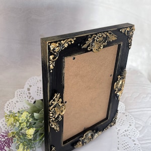 Wood 5x7 Photo Frame, Ornate, Black With Gold Accents - Shabby Chic ...